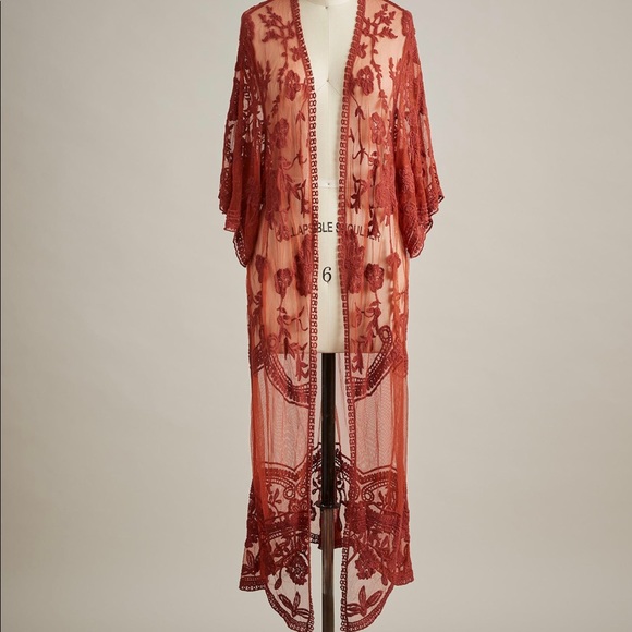 Sundance | Tops | Dynasty Duster New Rust Lace Kimono From Sundance ...
